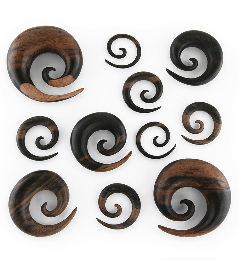 Areng Wooden Spirals (8G - 1 Inch) | UrbanBodyJewelry.com