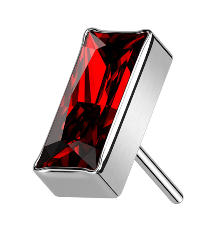 Baguette Red CZ Threadless Titanium Top | UrbanBodyJewelry.com