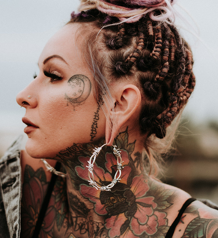 Barbed Wire White Brass Ear Weights | UrbanBodyJewelry.com