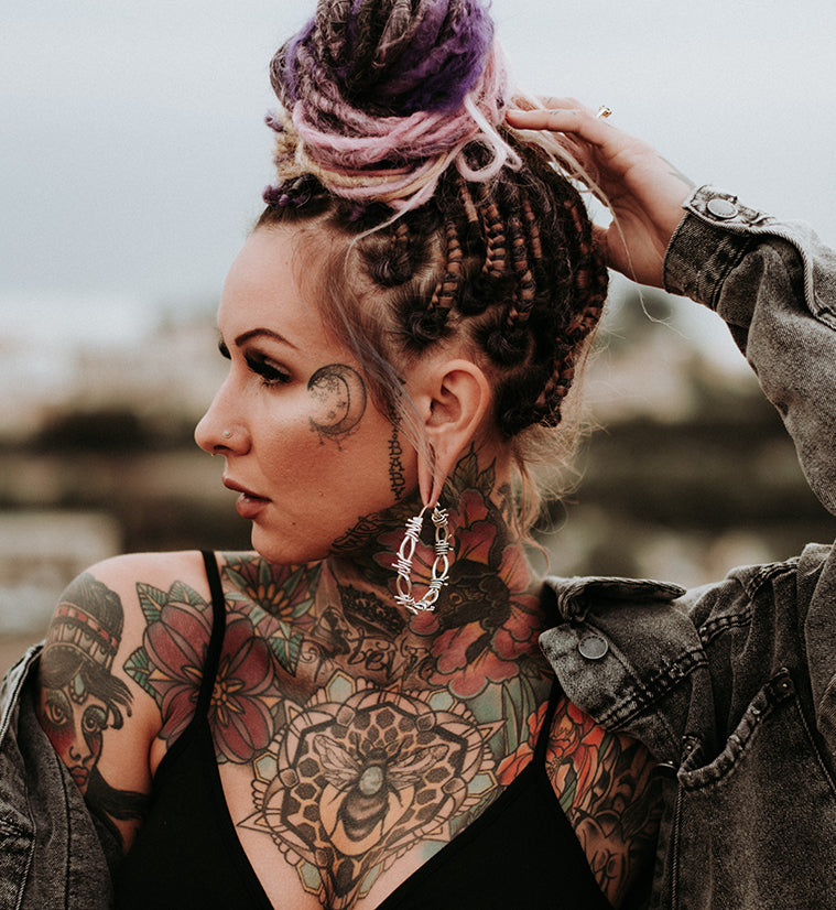 Barbed Wire White Brass Ear Weights | UrbanBodyJewelry.com