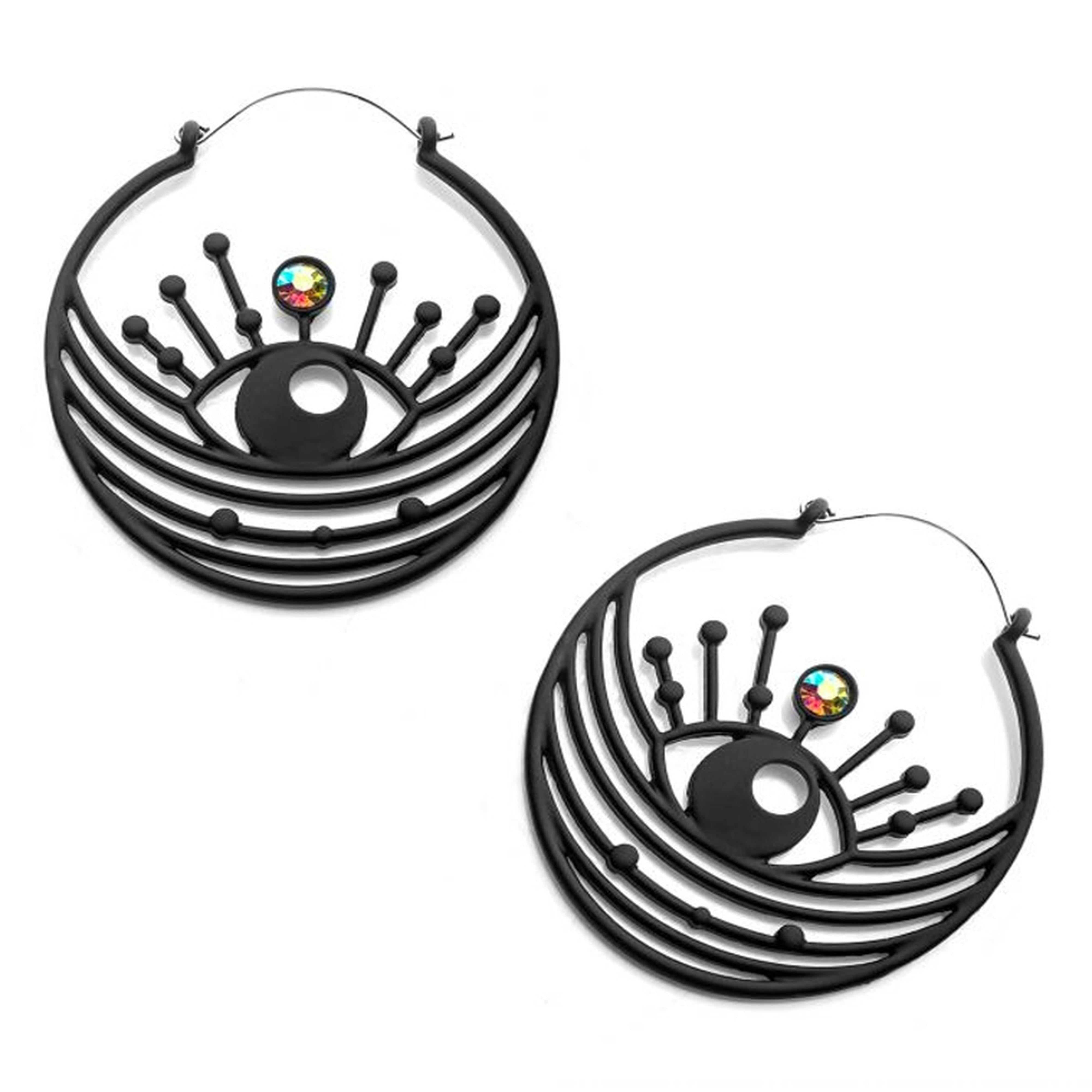 20G Black Eye Gem Plug Hoops | UrbanBodyJewelry.com