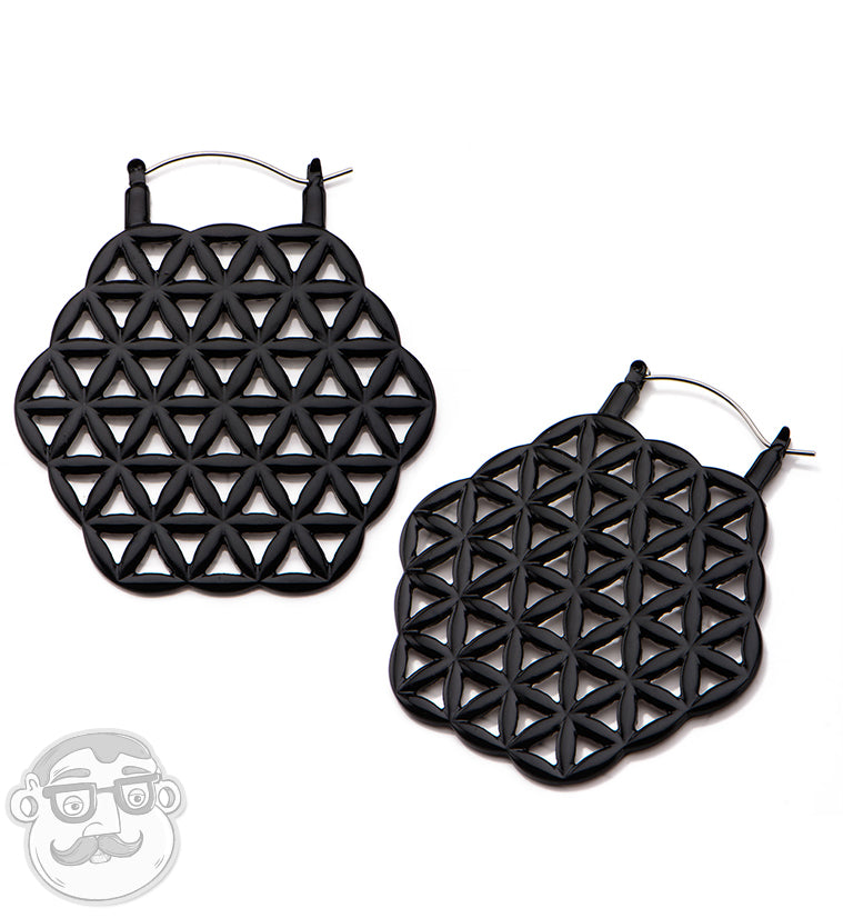 20G Black Matte Geometric Plug Hoops | UrbanBodyJewelry.com
