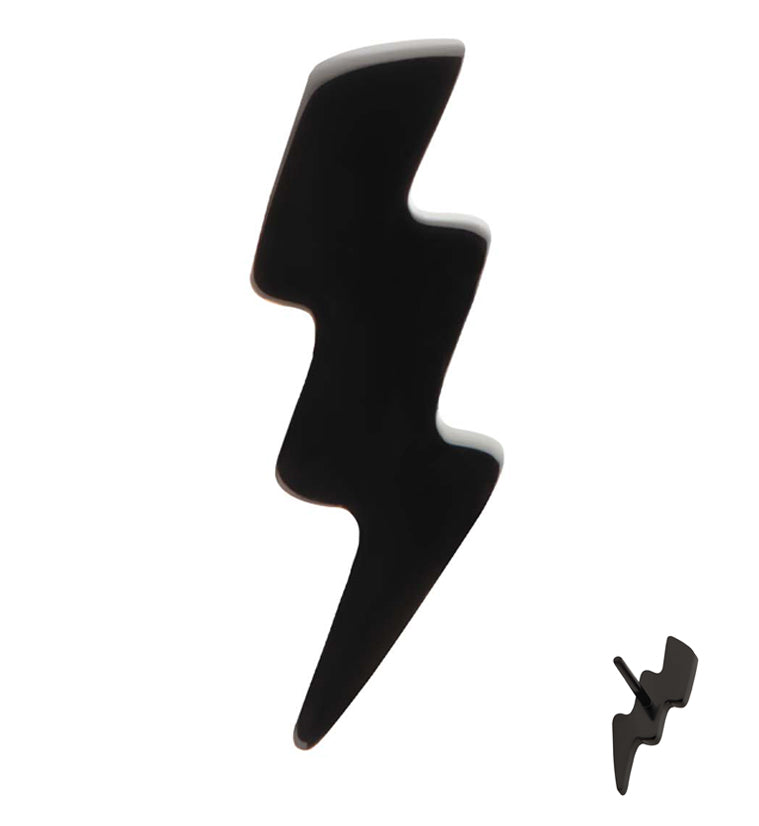 Black PVD Electric Bolt Titanium Threadless Top | UrbanBodyJewelry.com