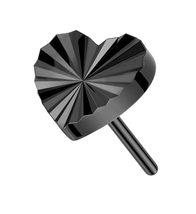 Black PVD Retro Heart Threadless Titanium Top | UrbanBodyJewelry.com