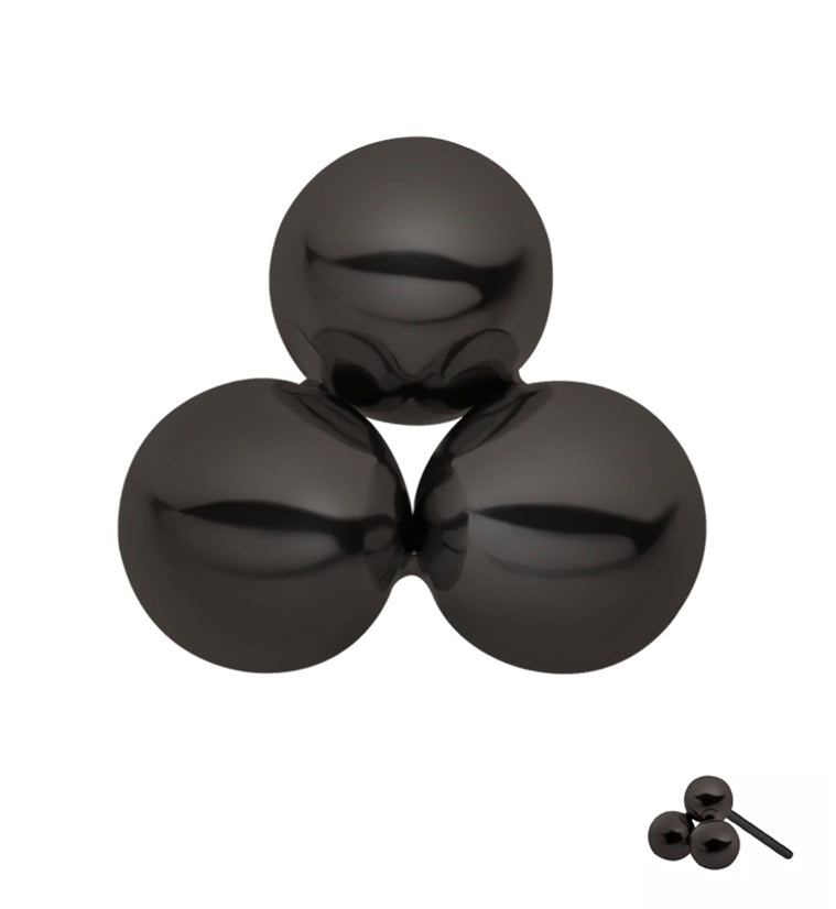 Black PVD Trinity Bead Threadless Titanium Top | UrbanBodyJewelry.com