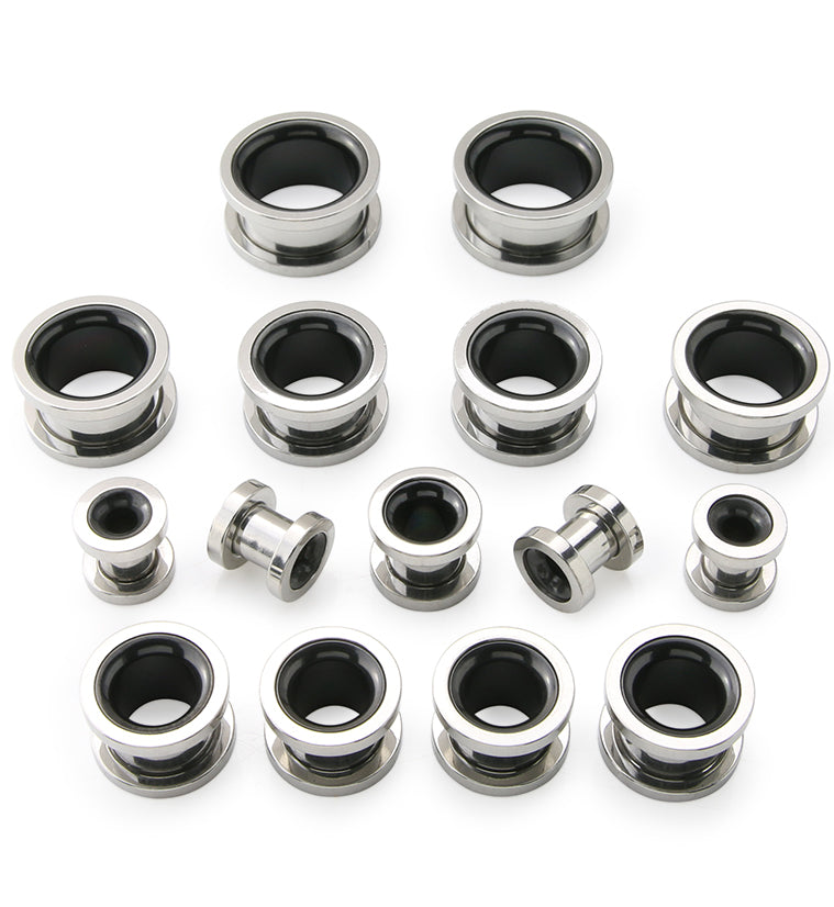 Black PVD Inlay Stainless Steel Tunnel Plugs (2 Gauge - 5/8 ...