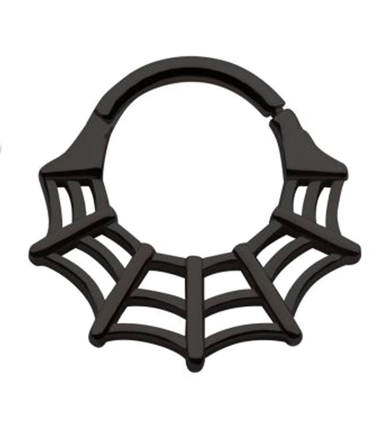 Black Spiderweb Hinged Segment Ring | UrbanBodyJewelry.com