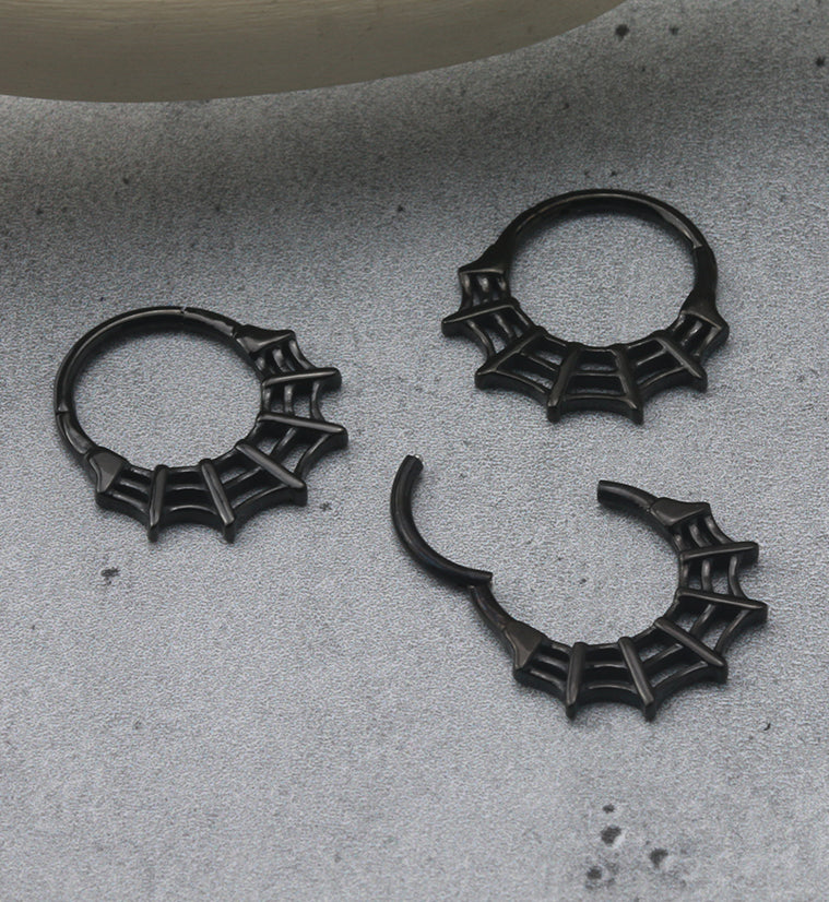 Black Spiderweb Hinged Segment Ring | UrbanBodyJewelry.com