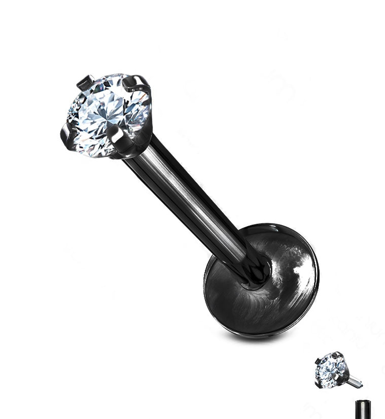 Black CZ Titanium Internally Threaded Labret | UrbanBodyJewelry.com
