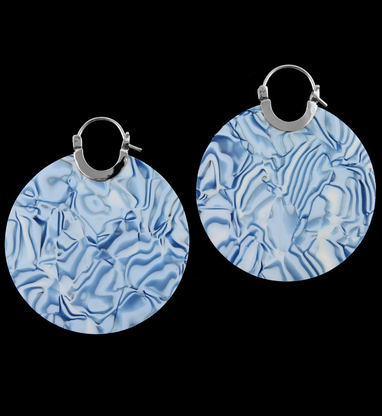14G Blue Schizo Acetate Disk Earrings | UrbanBodyJewelry.com