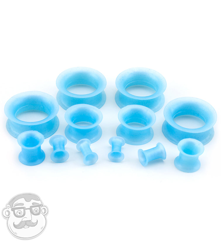 Light Blue Silicone Ear Skins (4G - 1 Inch) | UrbanBodyJewelry.com