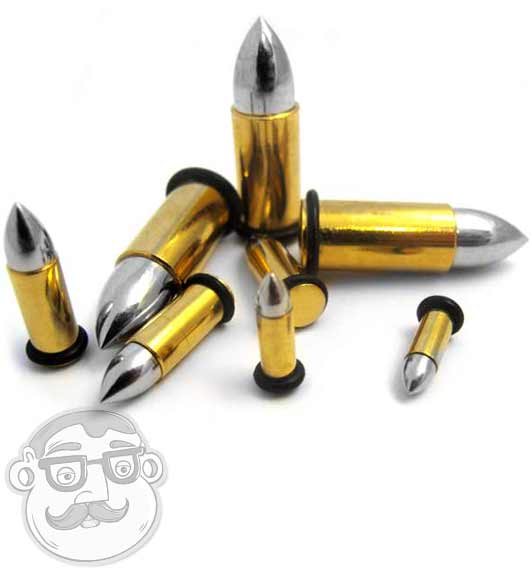 Gold Bullet Steel Plugs (8G - 00G) | UrbanBodyJewelry.com