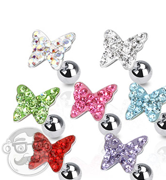 16G Butterfly Tragus / Cartilage Barbell | UrbanBodyJewelry.com