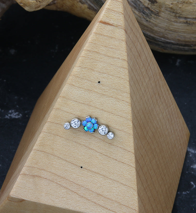 Centered Flower Blue Opalite Arch Threadless Titanium Top ...