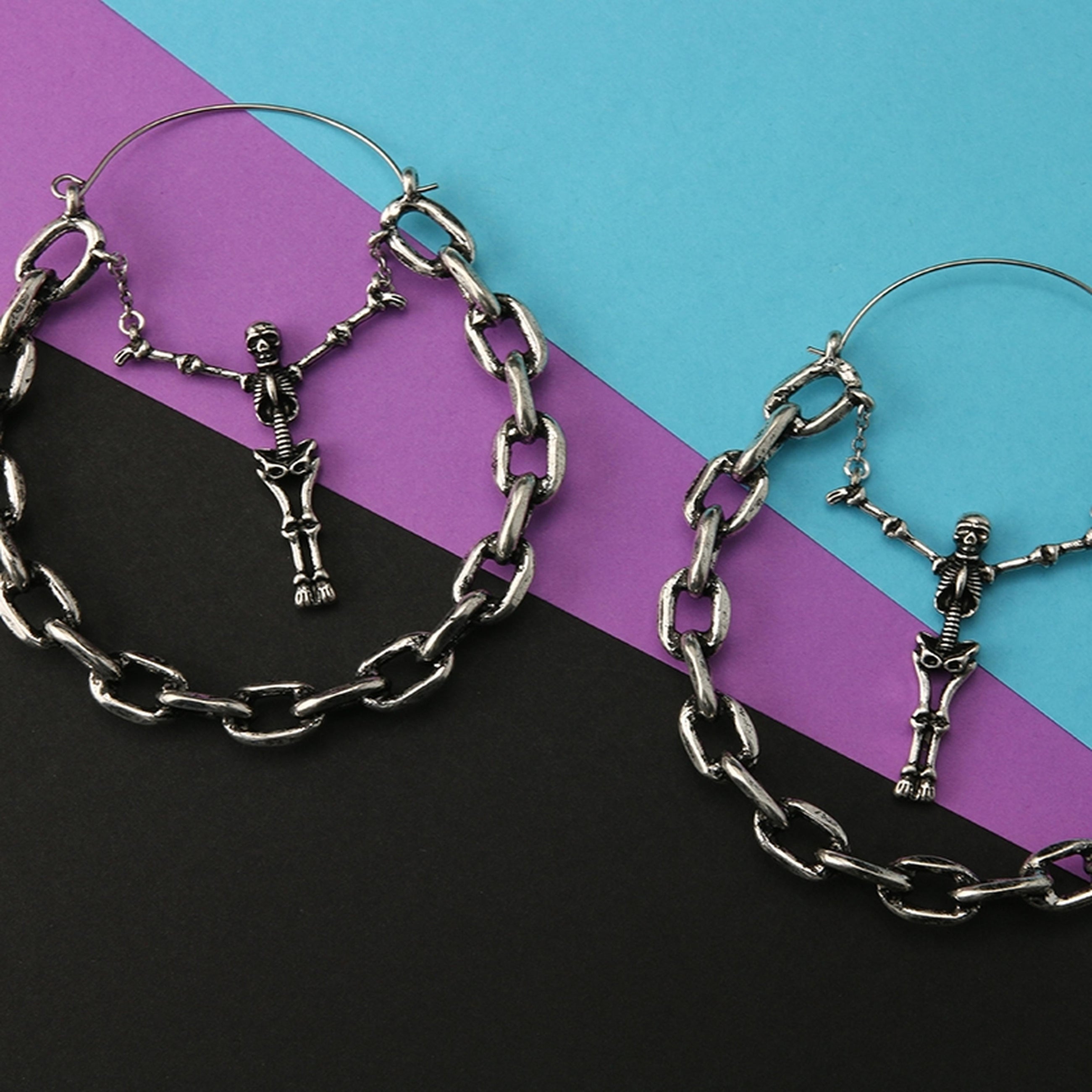 20G Skeleton Chain Plug Hoops | UrbanBodyJewelry.com