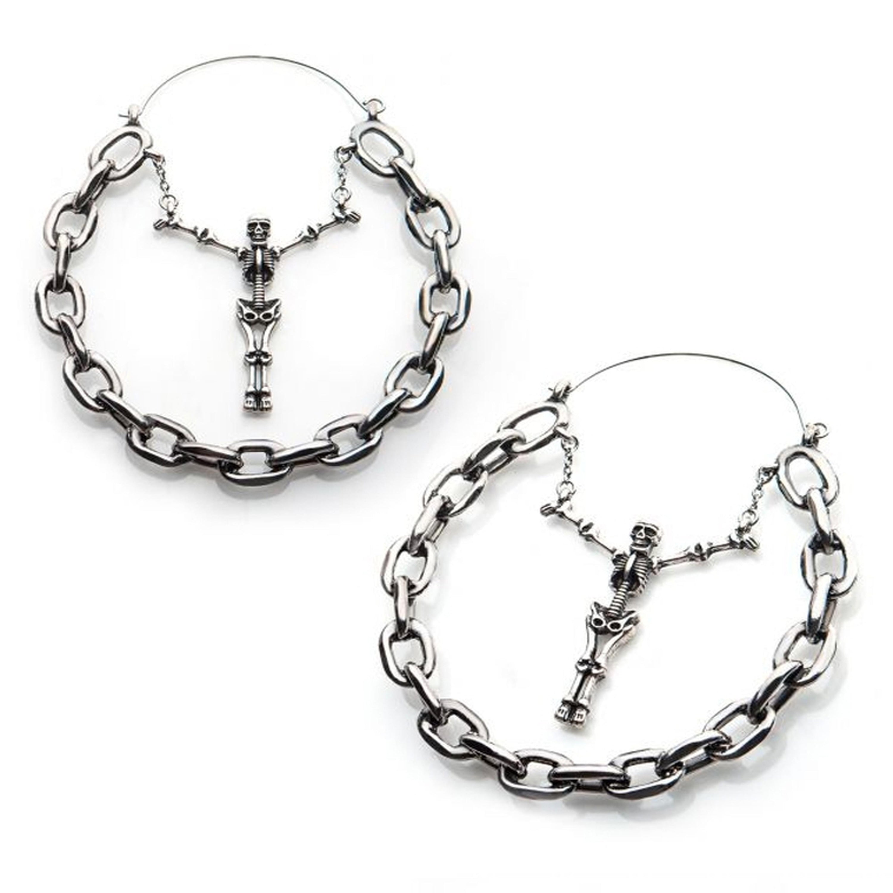 20G Skeleton Chain Plug Hoops | UrbanBodyJewelry.com