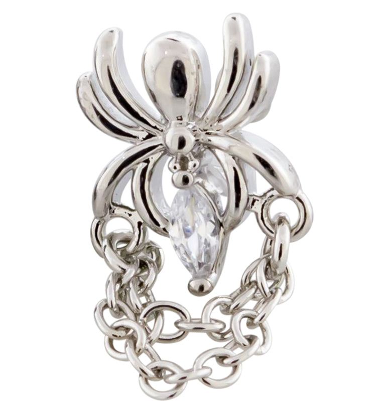 Chained Spider CZ Cartilage Barbell