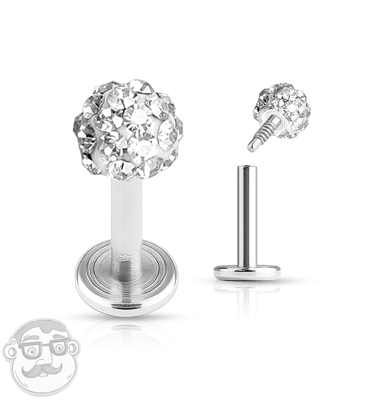 16G Clear Crystal Internally Threaded Labret Stud | UBJ.com ...