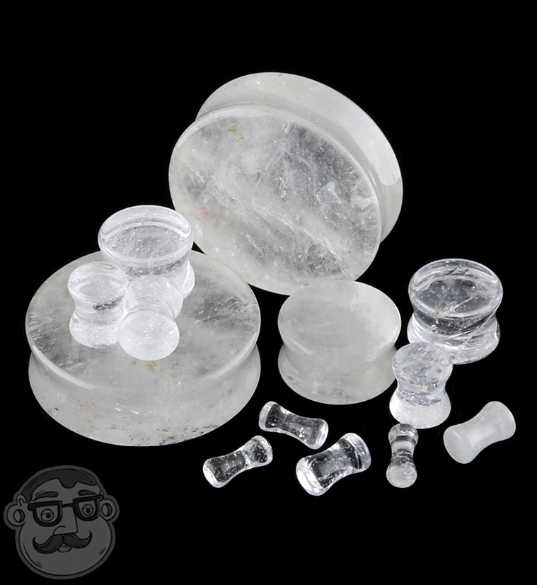 Crystal Quartz Stone Plugs (8G - 1 & 1/2" Inch) | UrbanBodyJewelry.com