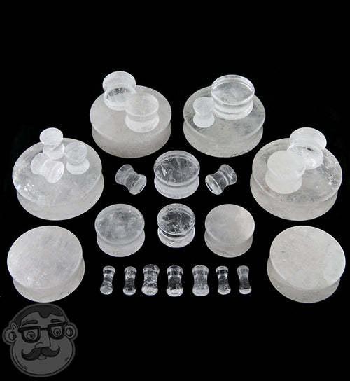 Crystal Quartz Stone Plugs (8G - 1 & 1/2" Inch) | UrbanBodyJewelry.com
