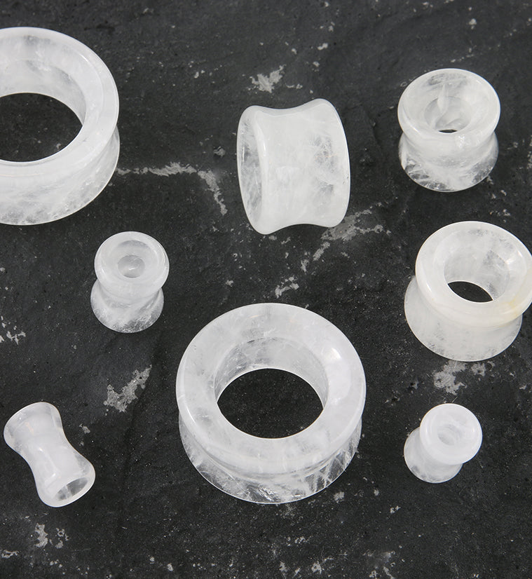 Cloudy Quartz Stone Tunnel Plugs (2G - 1 & 1/2") | UrbanBodyJewelry.com