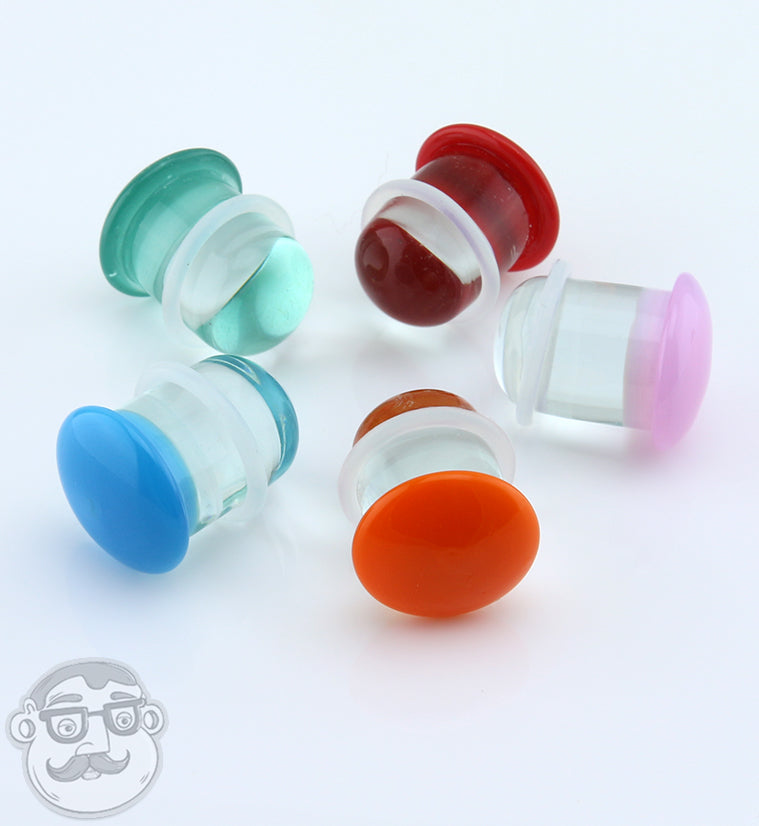 Pink Color Front Single Flare Glass Plugs (16 Gauge - 1/2 ...
