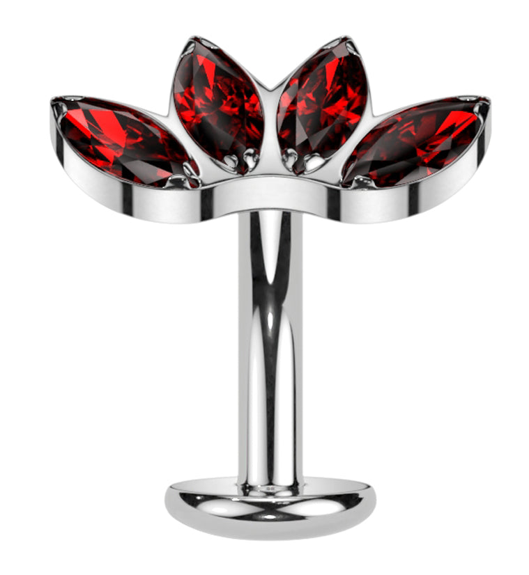 Contessa Red CZ Titanium Threadless Floating Belly Button Ring (Convex ...