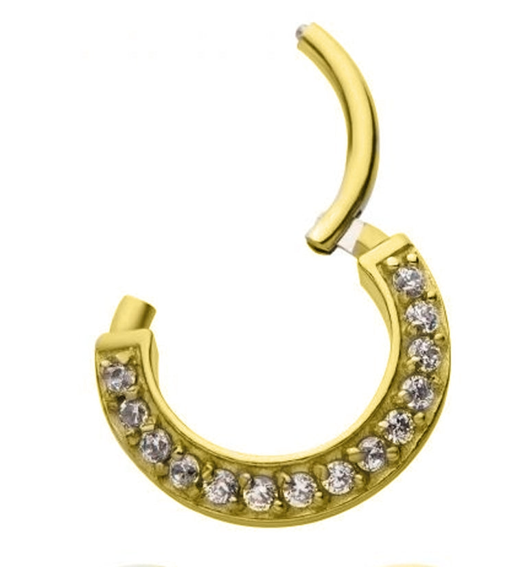 Golden Paragon Gem Hinged Segment Ring | UrbanBodyJewelry.com