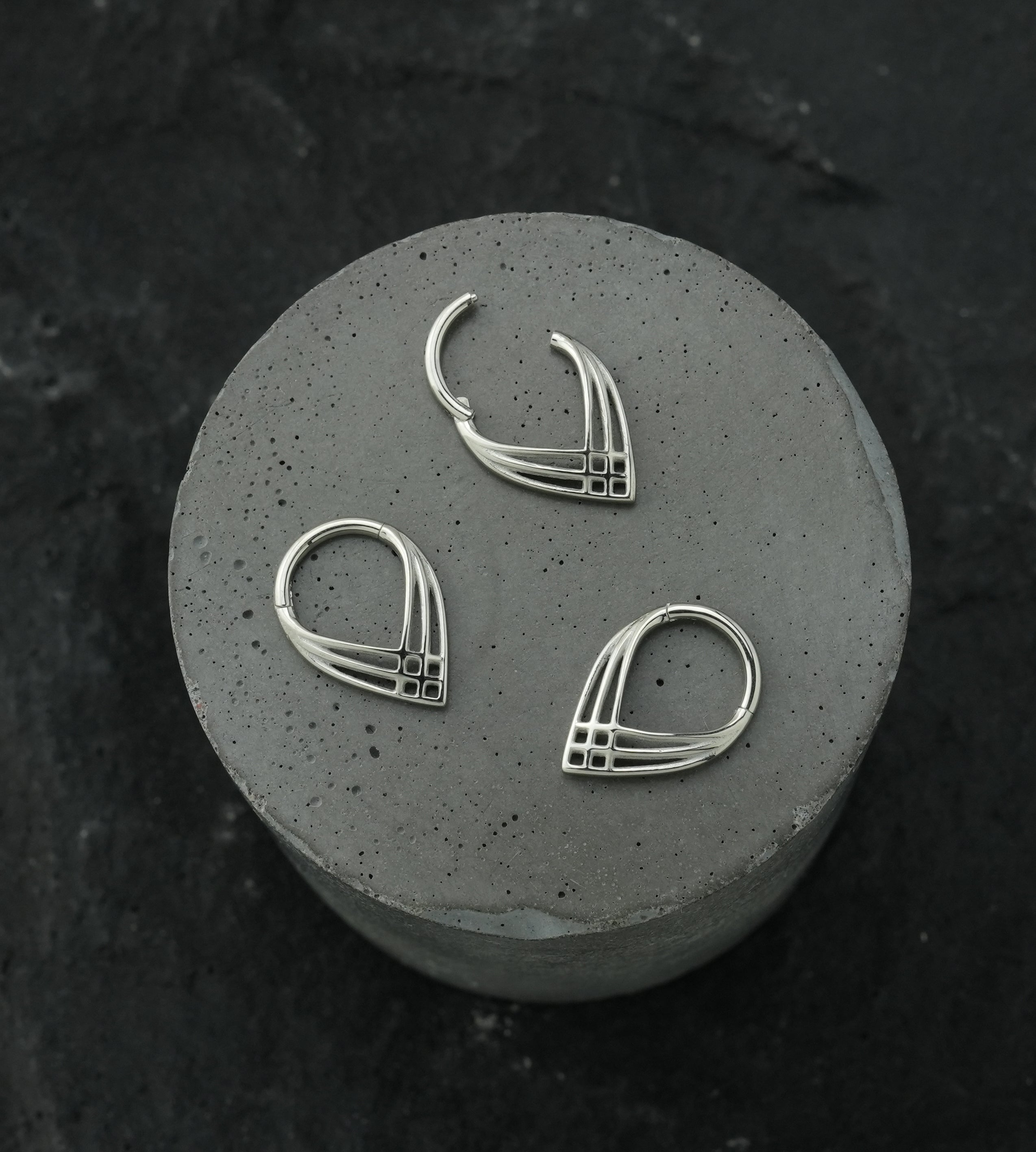 Crosshatch Point Stainless Steel Hinged Segment Ring | UrbanBodyJewelry.com