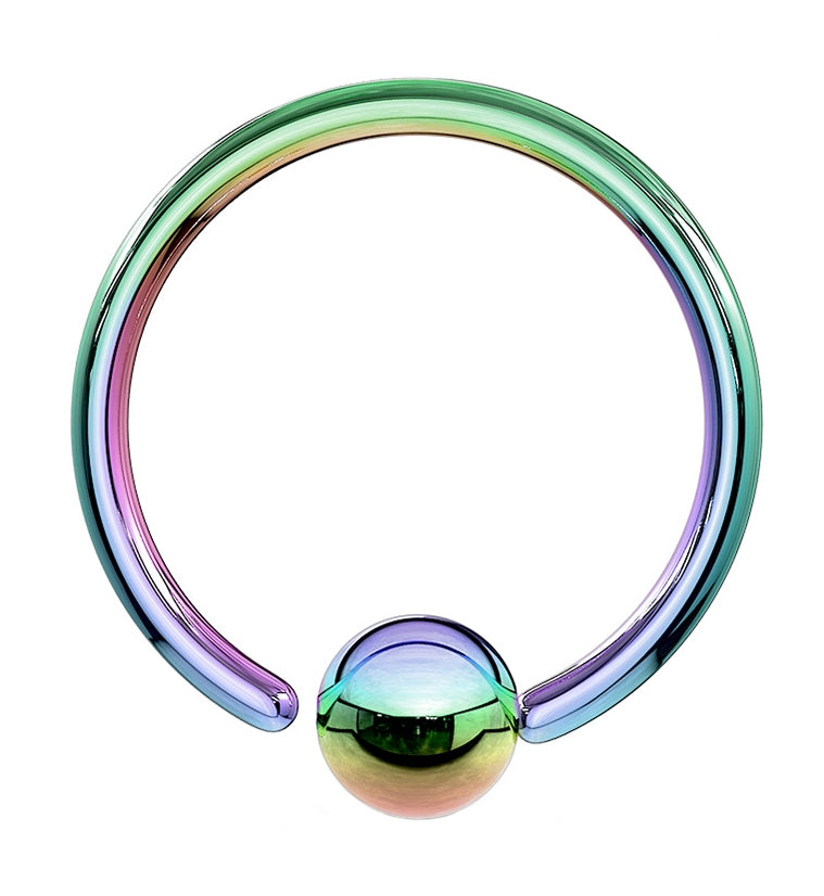 Rainbow Fixed Ball Captive Ring | UrbanBodyJewelry.com
