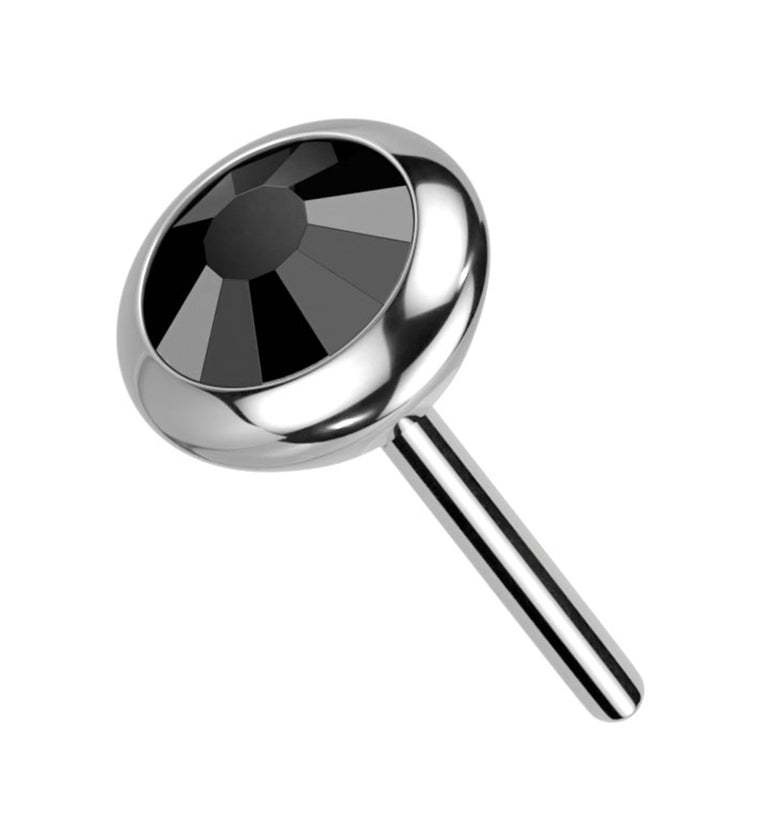 Flat Bezel Black CZ Threadless Titanium Top | UrbanBodyJewelry.com
