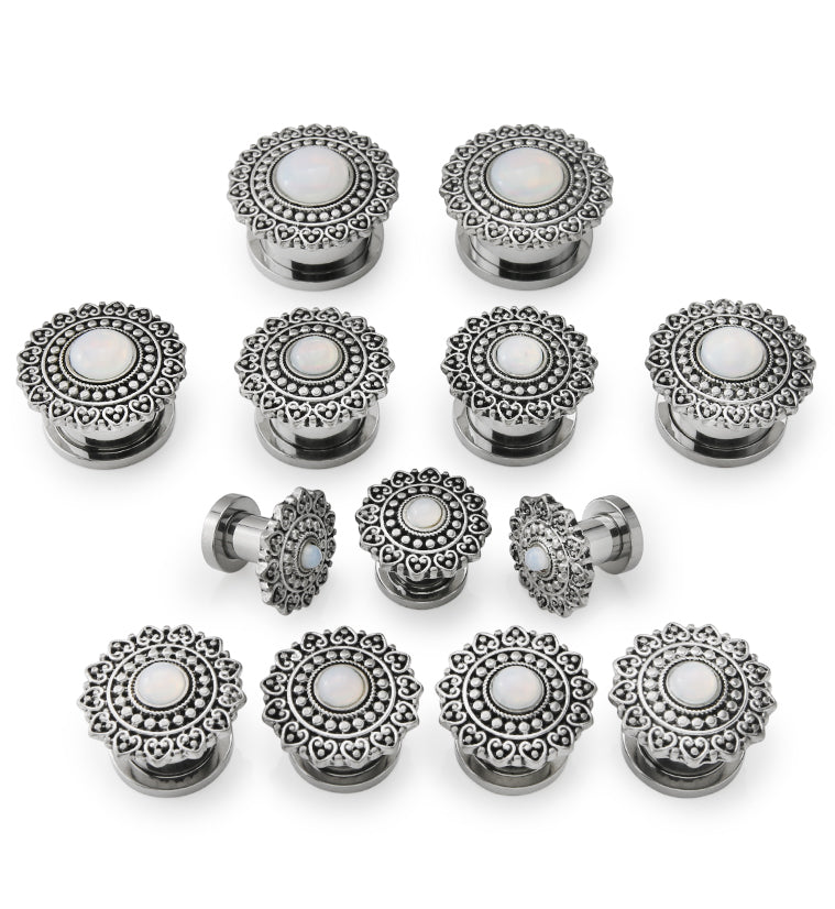 Florid White Opalite Stainless Steel Tunnel Plugs (2G - 5/8 ...