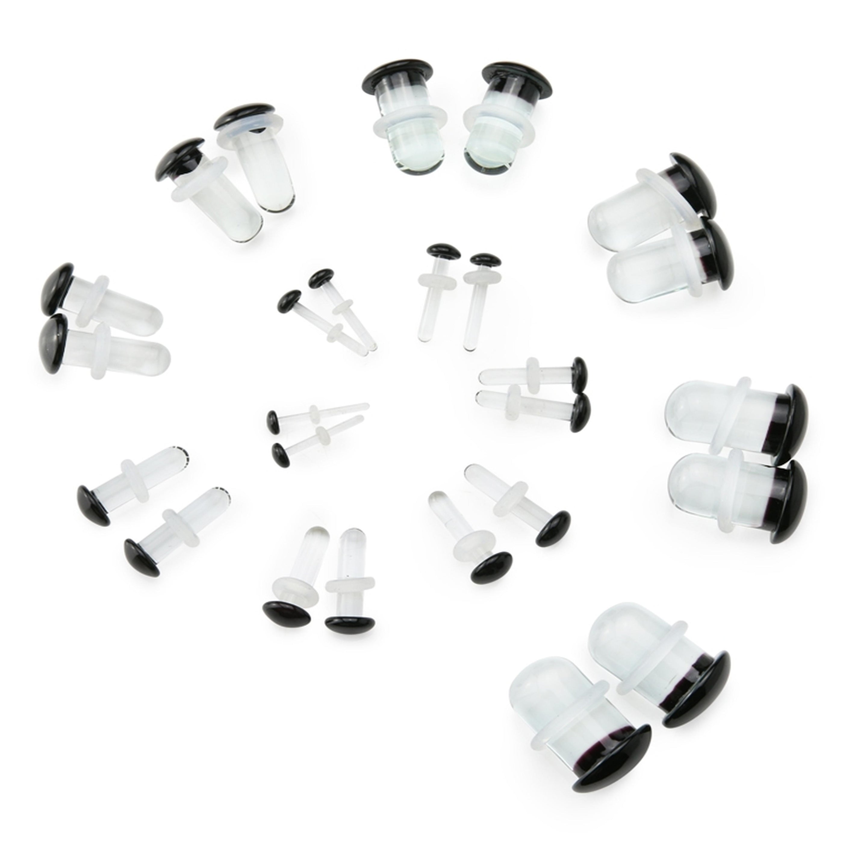Black Glass Plugs Kit (13 Pairs) | UrbanBodyJewelry.com