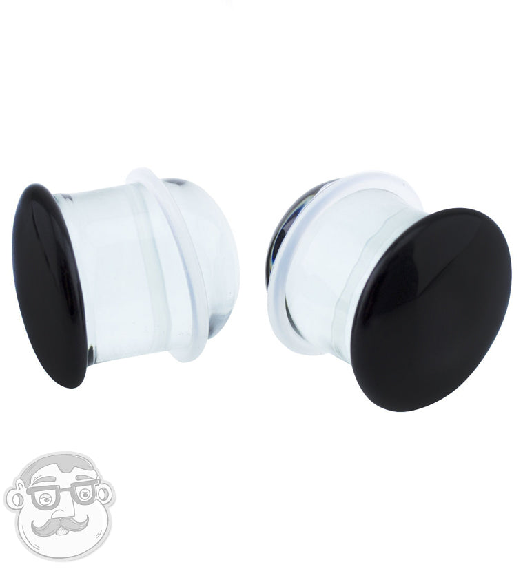 Single Flare Black Glass Plugs (16G - 1") | UrbanBodyJewelry.com