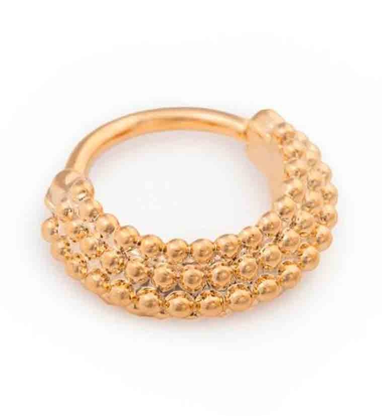16G Beaded Gold PVD Brass Hinged Clicker | UrbanBodyJewelry.com