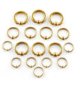 Gold Plated Steel Captive Rings (18 Gauge - 2 Gauge) | UrbanBodyJewelry.com