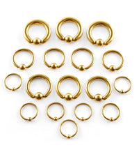 Gold Plated Steel Captive Rings (18 Gauge - 2 Gauge) | UrbanBodyJewelry.com