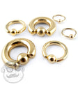 Gold Plated Steel Captive Rings (18 Gauge - 2 Gauge) | UrbanBodyJewelry.com