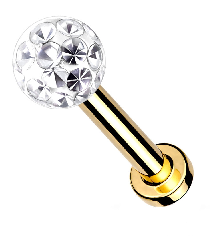 Gold Glitterball Stainless Steel Labret | UrbanBodyJewelry.com