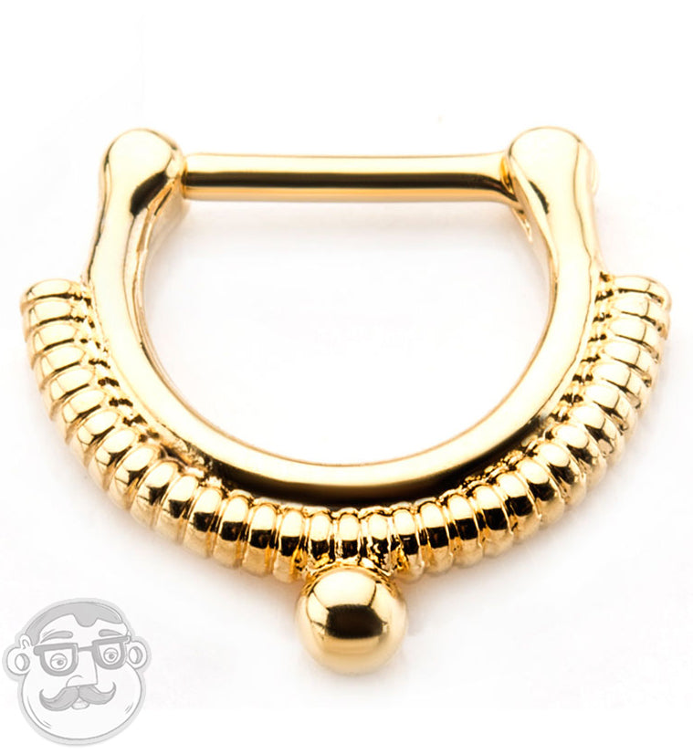 16G Pin Drop PVD Gold Stainless Steel Septum Clicker | UBJ.com ...