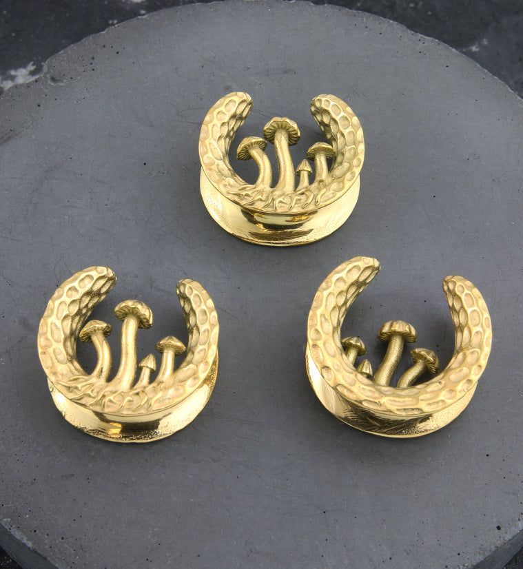 Gold PVD Hammered Mushroom Stainless Steel Saddles | UrbanBodyJewelry.com