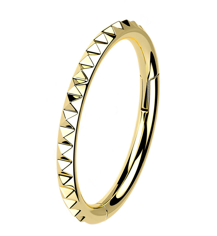 Gold PVD Polyhedra Edge Titanium Hinged Segment Ring | UrbanBodyJewelry.com