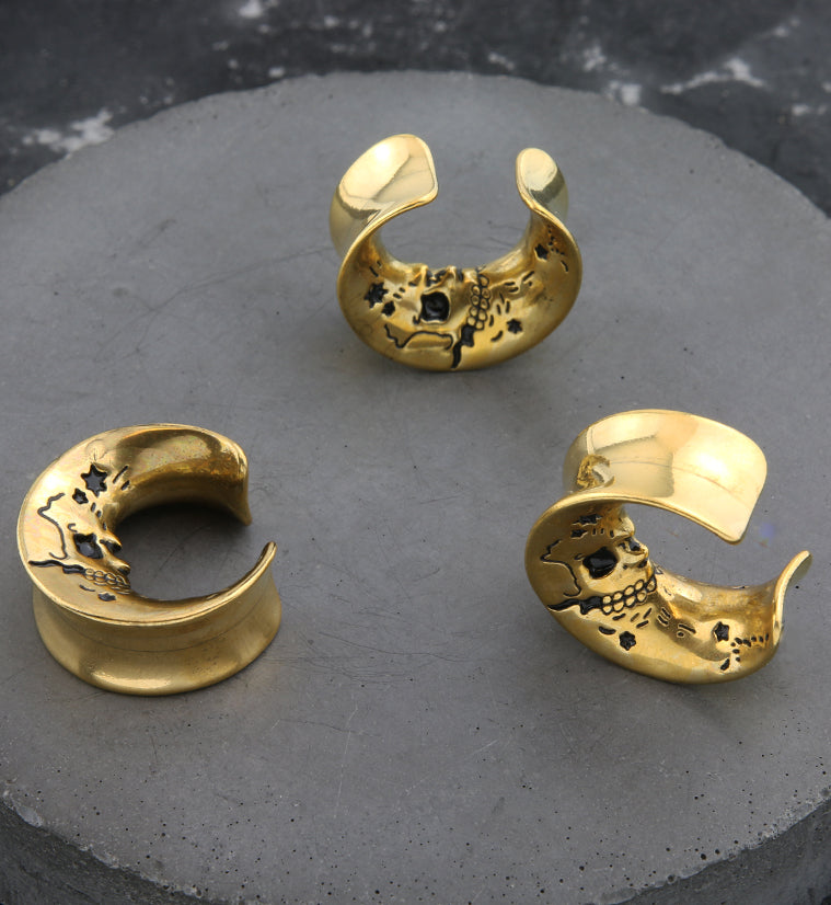 Gold PVD Skeleton Crescent Stainless Steel Saddles | UrbanBodyJewelry.com