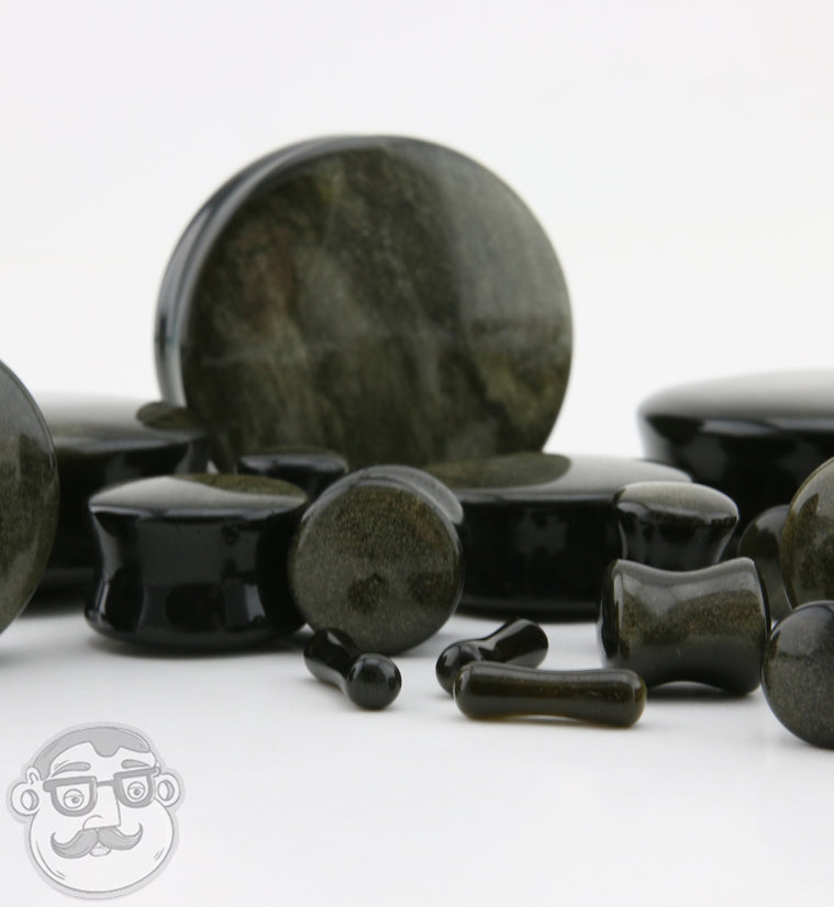 Golden Obsidian Stone Plugs (8G - 1 & 1/2" Inch) | UrbanBodyJewelry.com