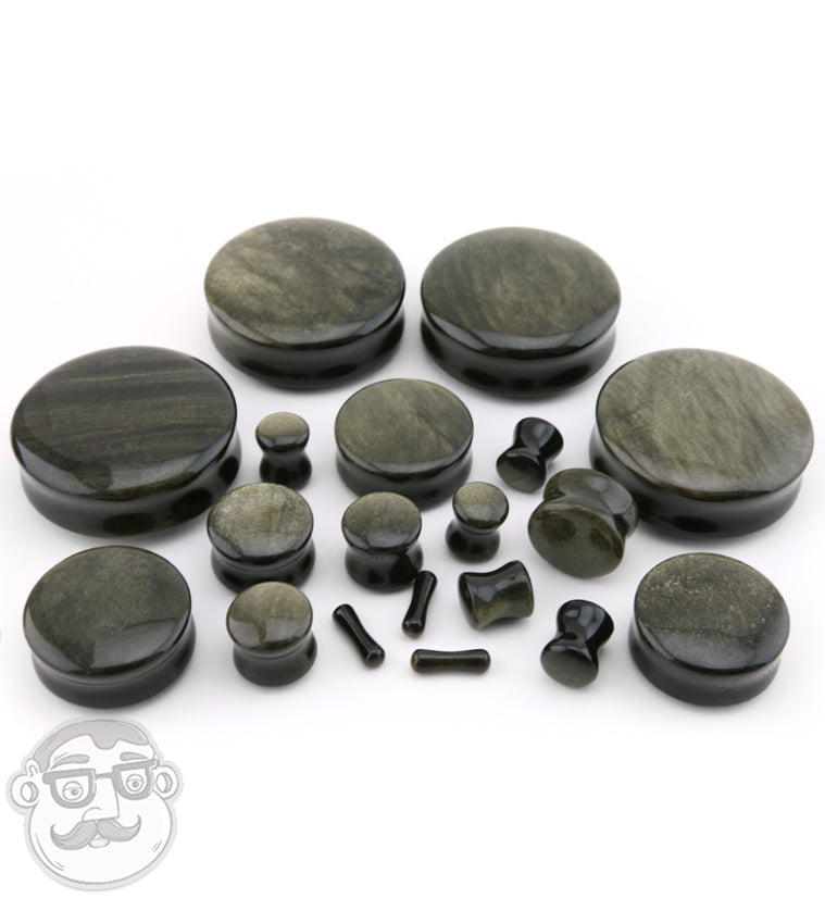 Golden Obsidian Stone Plugs (8G - 1 & 1/2" Inch) | UrbanBodyJewelry.com