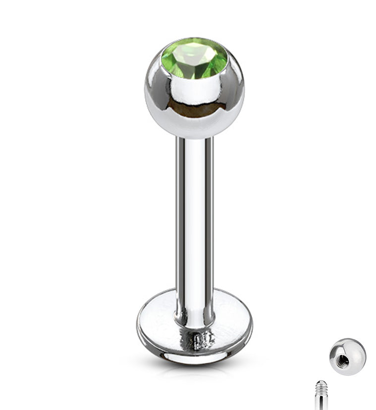 16G Green CZ Labret Post | UrbanBodyJewelry.com