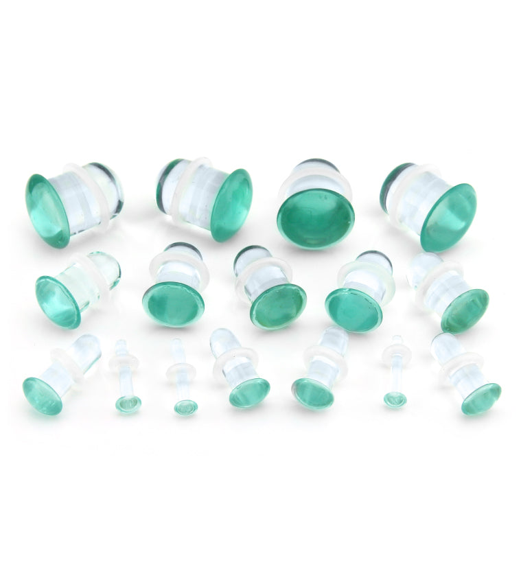 Green Color Front Single Flare Glass Plugs (12 Gauge - 1/2 ...