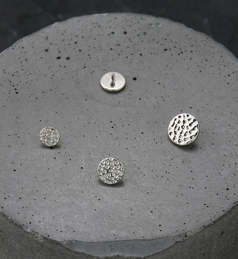 Hammered Disk Internally Threaded Titanium Top | UrbanBodyJewelry.com