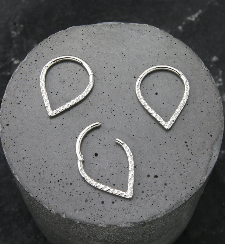 Hammered Teardrop Stainless Steel Hinged Segment Ring ...