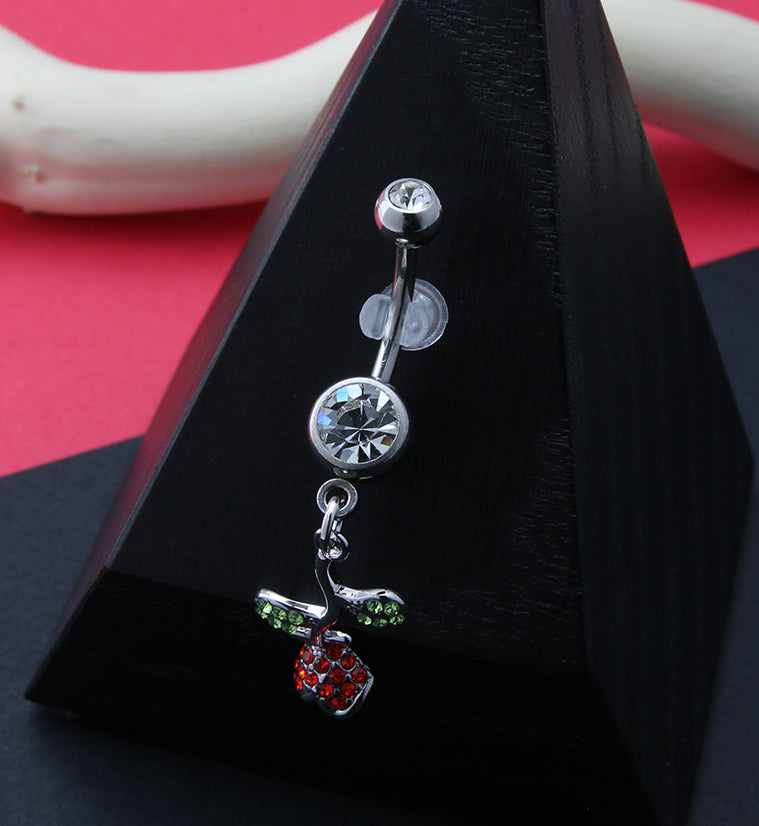 Inverted Rose CZ Belly Button Ring | UrbanBodyJewelry.com